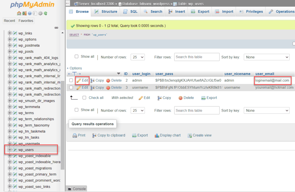 Change WordPress Admin Email and Password using phpMyAdmin - SEO Neurons